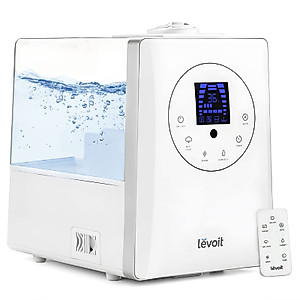 LEVOIT Humidifiers, Blue & Humidifiers for Bedroom Large Room 6L Warm and Cool Mist for Families Plants with Built-in Humidity Sensor, Essential Oil, Timer Setting, White