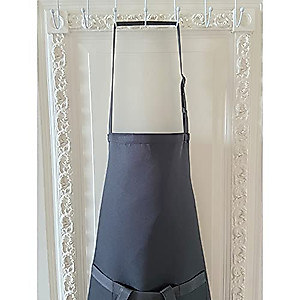 AEKTBY Adjustable Water drop Resistant Apron with 3 Pockets, Kitchen Cooking & Grilling Aprons for Women Men Chef (Black)