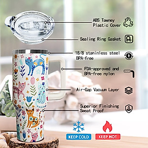 wmvhdiw 30 Oz Tumbler With Handle,Coffee Travel Mug Cup Water Bottle,Cat Decor,Cat Gifts for Women