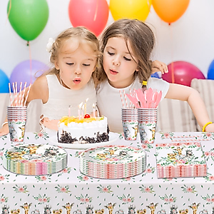 HIPVVILD Safari Jungle Theme Party Supplies for Girl - Animal Safari Birthday Baby Shower Decorations Tableware Include 9" Plates, 7" Plate, Cup, Napkin, Jungle Safari Party Decorations | Serve 48