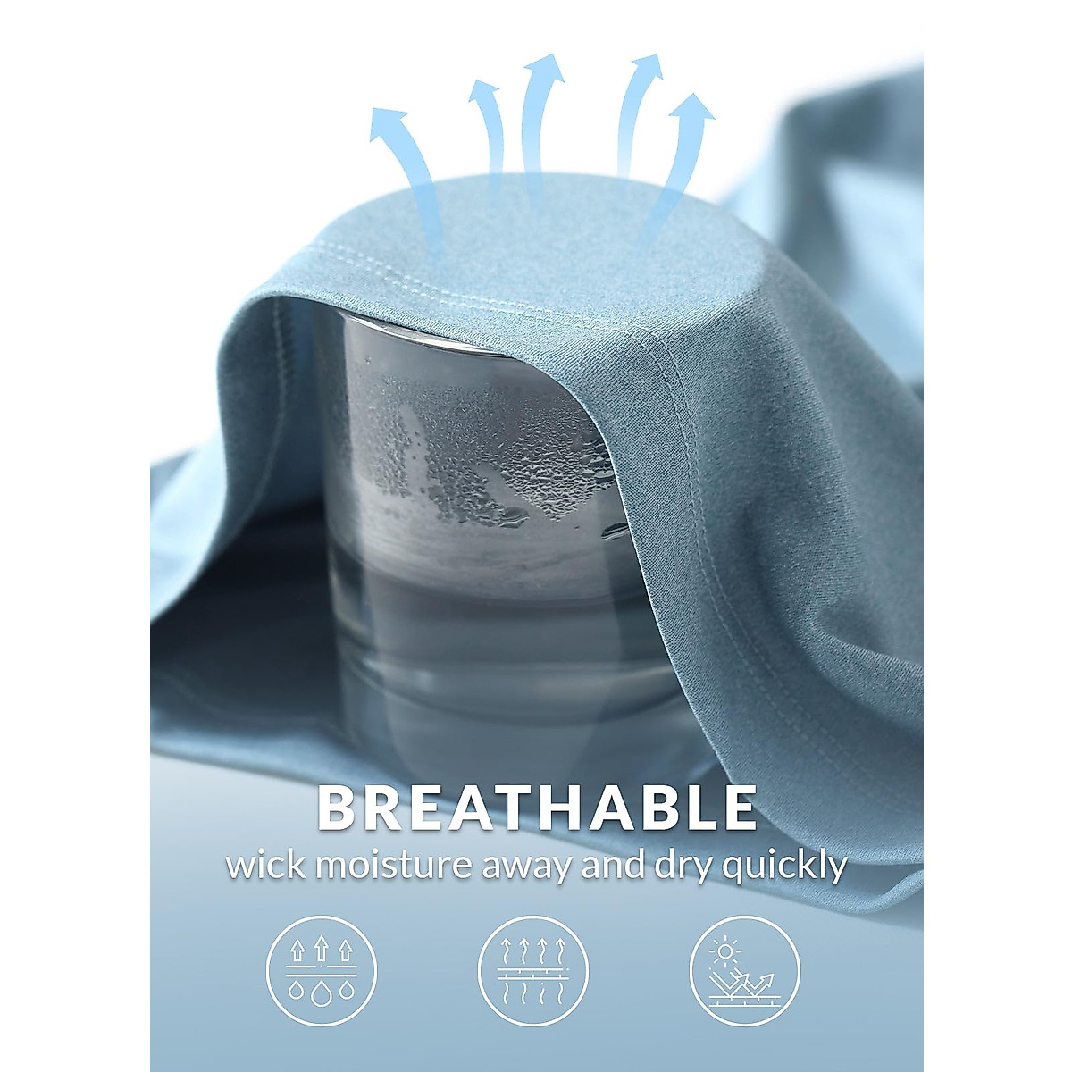 BALEAF Men's UPF 50+ Long Sleeve Shirts Soft Rash Guard Breathable Lightweight Workout Running Hiking Tops Light Blue L