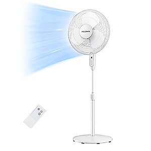 PELONIS 16'' Pedestal Remote Control Oscillating Stand Up Fan 7-Hour Timer, 3-Speed, and Adjustable Height,Electric Cooling Fans for Home Office Bedroom Use