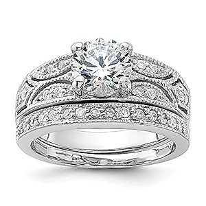 IceCarats 925 Sterling Silver Cubic Zirconia CZ Wedding Band Engagement Ring Bridal Jewelry Set Size 8