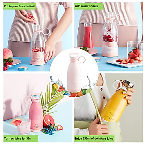 Personal Size Blenders, Portable Blender, USB Blender, Smoothie Mini Blender, 350ml Fresh Juice Blender for Home, Travel, Office, Gym (White)