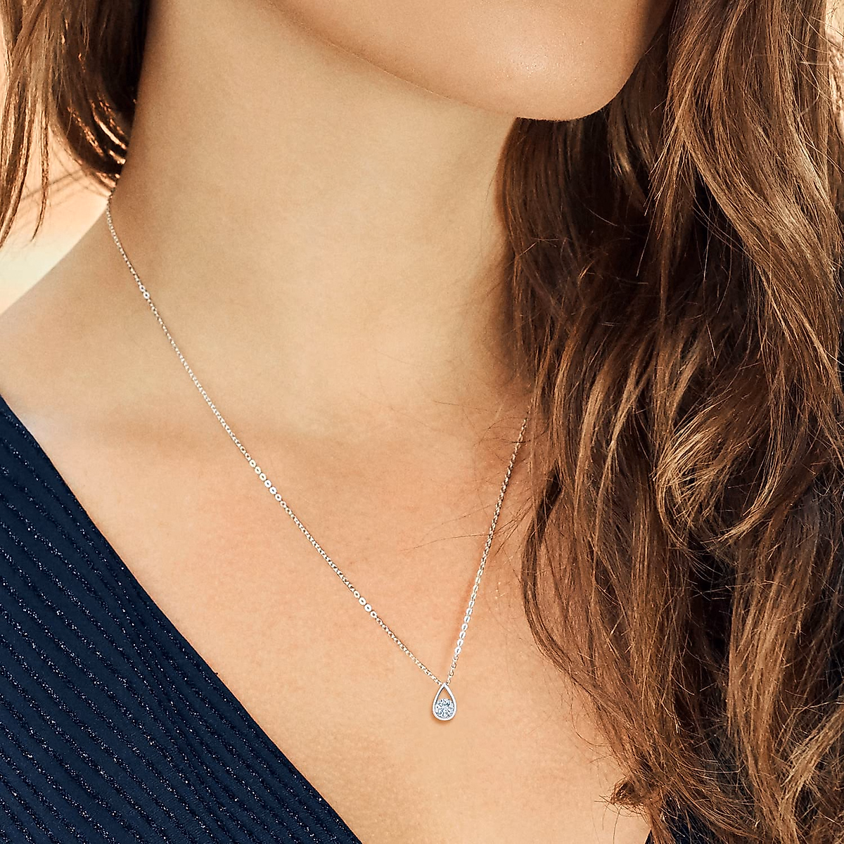 Gem Stone King 925 Sterling Silver 5MM Round Gemstone Birthstone Teardrop Pendant Necklace For Women with 18 Inch Silver Chain