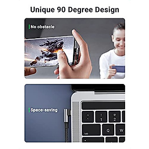 UGREEN 100W USB C Cable 90 Degree Type C Charging Cable Compatible with MacBook Pro 2022, iPad Pro 2022, Elitebook, Dell XPS, Samsung Galaxy S23/S22/Z Fold, Pixel, PS5, Switch, etc. 10FT