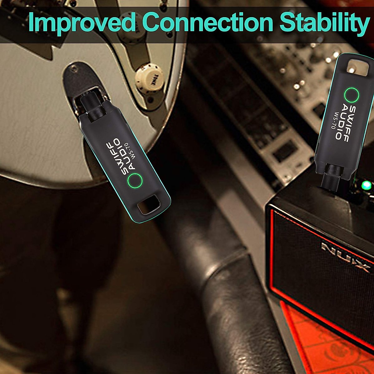 Kapama Imports SWIFF WS-70 Guitar Wireless Transmitter and Receiver – Guitar Wireless System – Low-Latency and High Audio Reproduction – Guitar Microphone with Built-in Rechargeable Lithium Battery