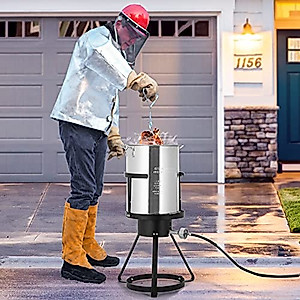VIVOHOME 30 Qt. Aluminum Turkey Deep Fryer Pot with Injector Thermometer Kit and 54, 000 BTU Outdoor Propane Stove Burner Stand for 20 Lbs Turkey