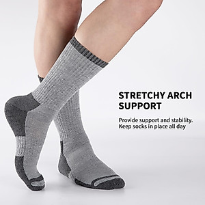 COOPLUS Mens Crew Socks Athletic Moisture Wicking Cushion Durable Work Mid Calf Socks for Running Sports (6 Pairs)