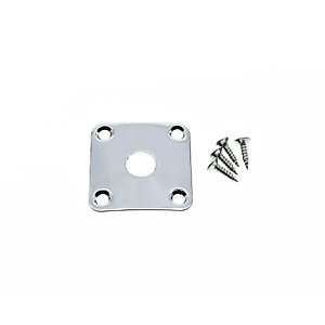 KAISH Chrome Metal Curved Bottom Jack Plate Curved Base Square Jackplate for Les Paul LP Guitars