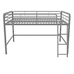DHP Jett Junior Full Metal Loft Bed, Silver