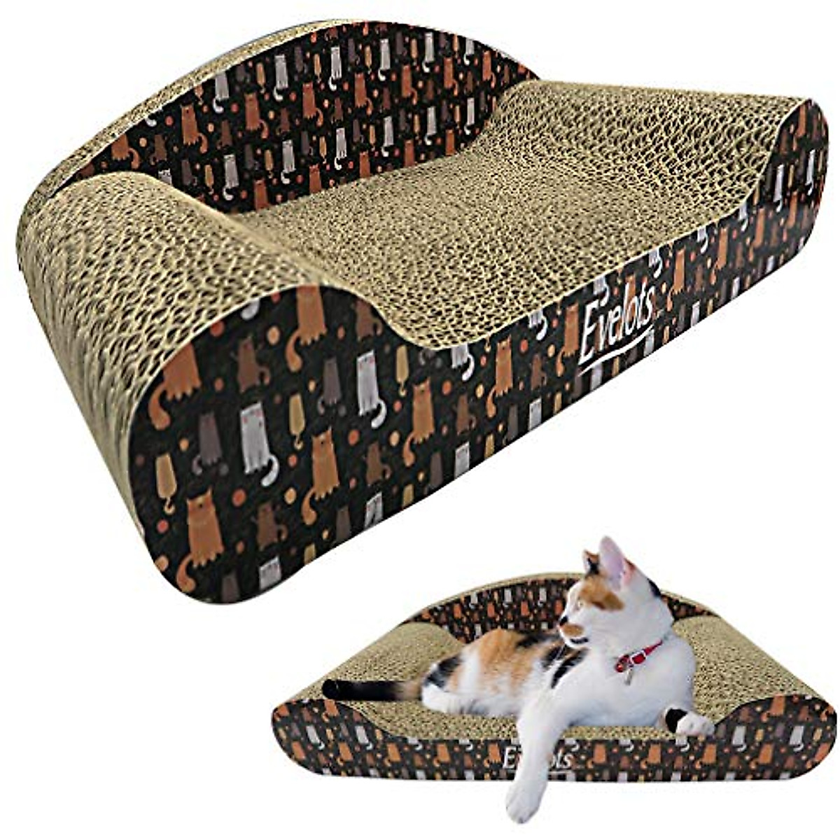 Evelots Kitty Cat Scratcher-Comfy Lounge Couch-Sturdy Cardboard-Claw Groomer