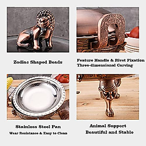 Retro Hot Pot Shabu Shabu Pot 1.3L Small Hotpot with Alcohol Stove - Single Person Soup Boiler Food Warmer Chafing Dish Set, Fuel not Included (Color : Red Copper)