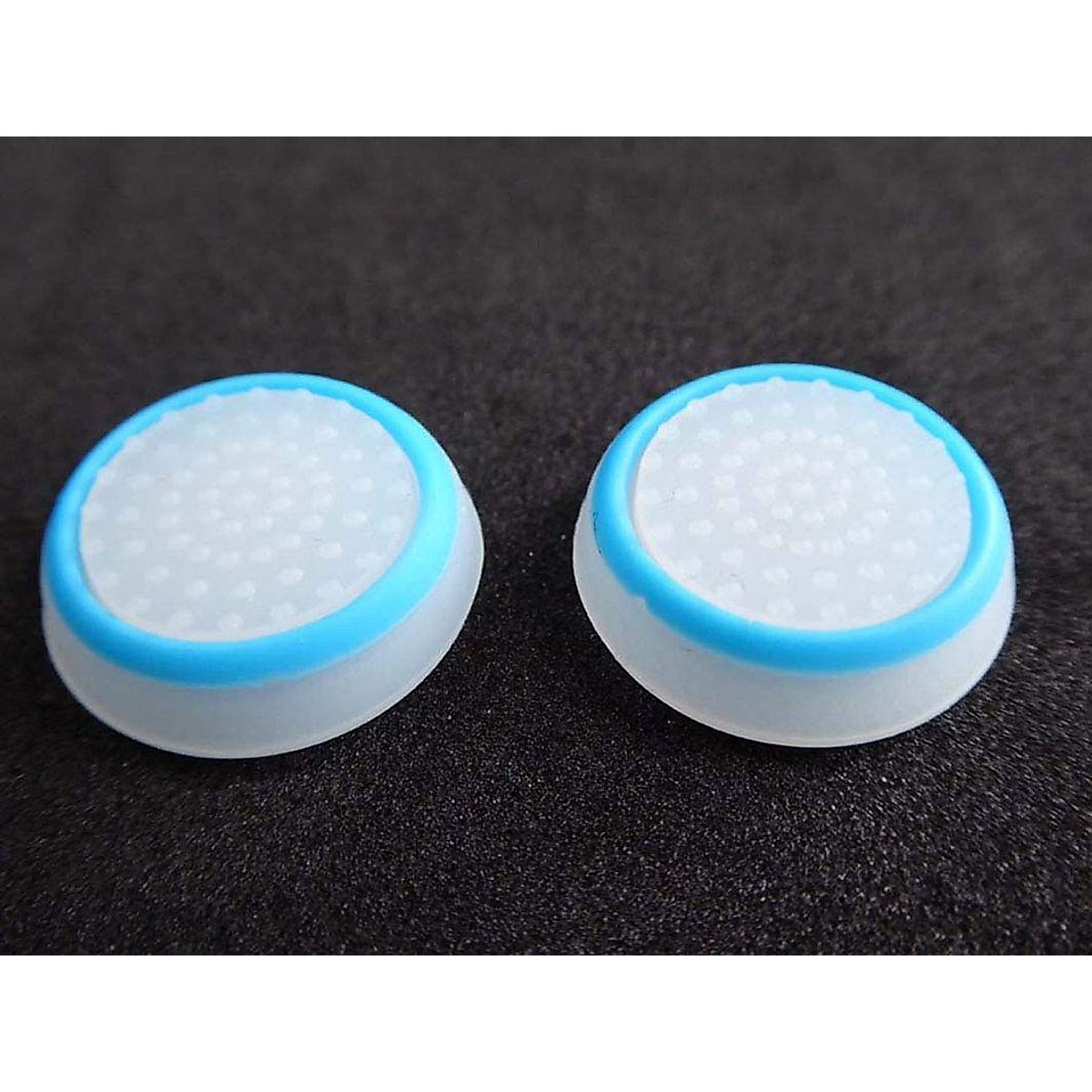 Silicone Thumb Stick Joystick Cap Analog Grip Thumbsticks Cap Cover Case for PS4 PS3 Xbox One Xbox 360 Game Controllers (White-Blue)