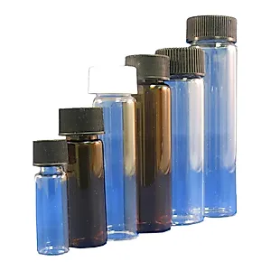 JG Finneran 84020-1545 Borosilicate Glass Dram Sample Vial with Solid Top Cap and PTFE/F217 Septa, Clear, 1 Dram Capacity, 15mm Diameter x 45mm Height (Case of 100),black