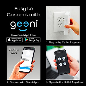Geeni Smart Wi-Fi 4 Outlet Plug with Surge Protection, – No Hub Required – Compatible with Alexa, Google Home, White – 1-Pack