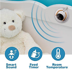 Nannio Comfy Ace Baby Monitor with Remote Pan-Tilt-Zoom Camera and 3.5inch LCD Screen, Infrared Night Vision, VOX, Alarm System, Two Way Talk, Lullaby, Baby Room Temperature