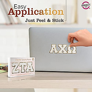 Sorority Shop Chi Omega Chenille Letter Stickers - Adhesive Back, Set of 2 Greek Letters