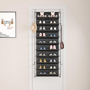 MUOU 10 Tier Shoe rack Hanging Shoe Storage the door shoe rack for Closet Pantry Over The Door Shoe Organizer Wall Floating Shelves (Gray, 10 Tier)