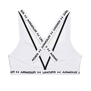 Under Armour Women's Crossback Low Bra , White (100)/Black , Medium