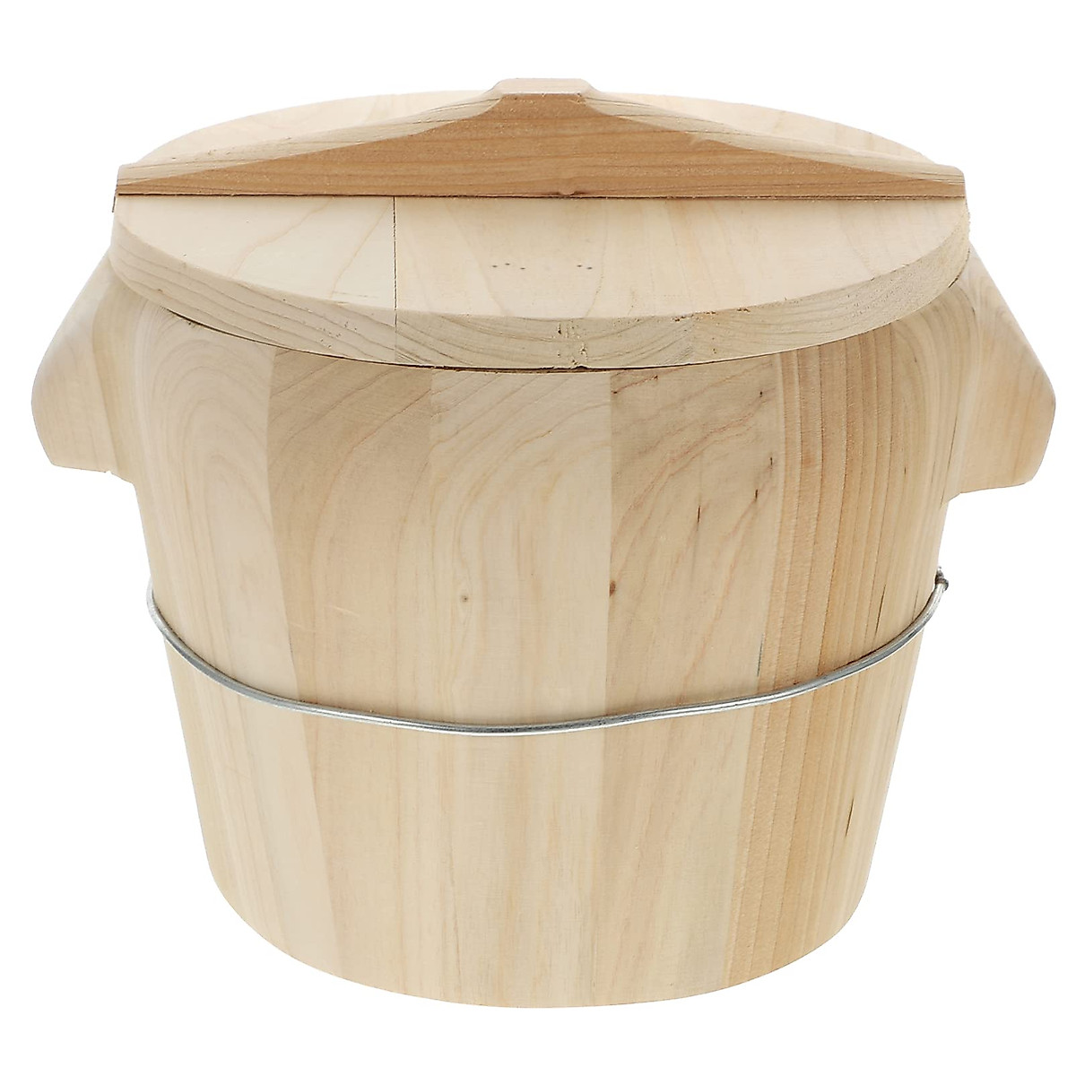 Cabilock Japanese Rice Bamboo Food Steamer Wooden Sushi Rice Bowl Hangiri Sushi Oke Sushi Rice Mixing Tub Bamboo Steamer Basket for Restaurant Home Kitchen Dumpling Steamer Basket Rice Container