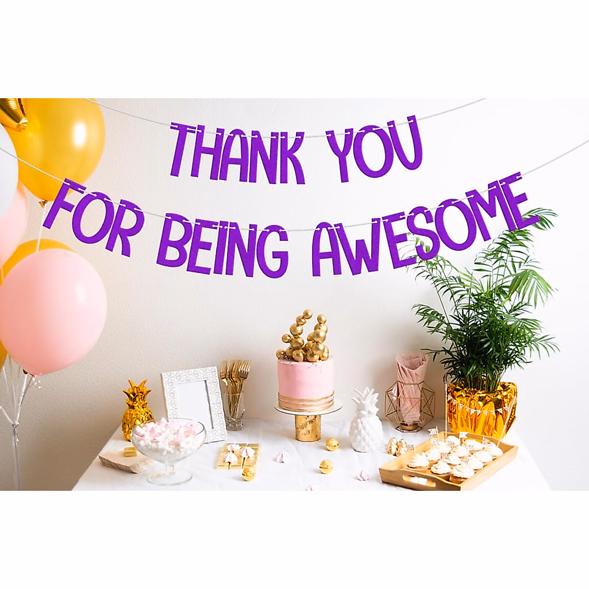 Thank You for Being Awesome Banner, Happy Retirement Decorations, We Will Miss You, Birthday Graduation Farewell Going Away Party Supplies Purple