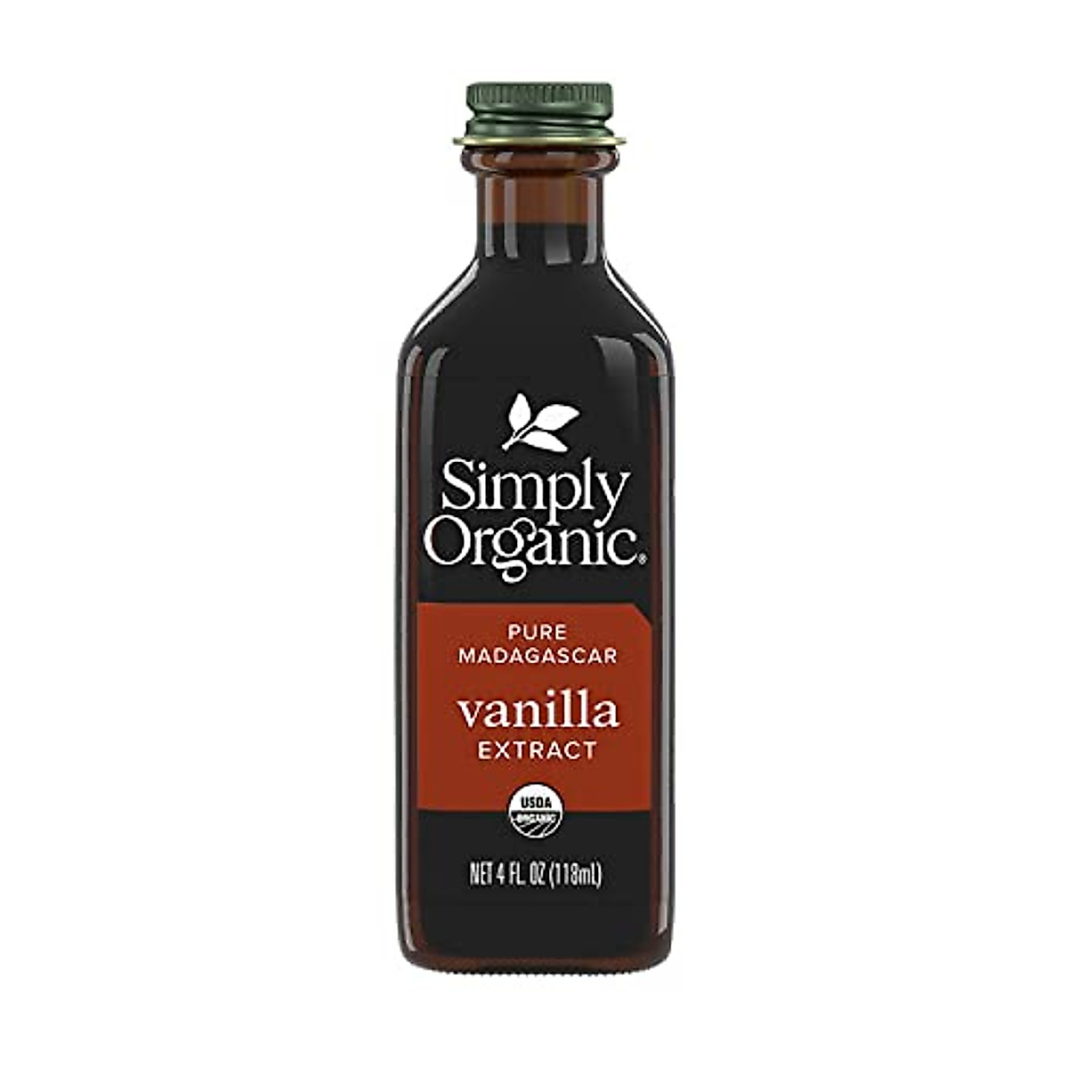 Simply Organic Pure Madagascar Vanilla Extract, 4-Ounce Glass Jar, Certified Organic, Sugar-Free Flavor For Smoothies