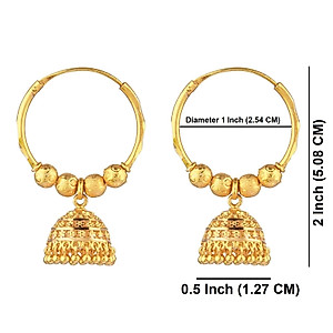 Efulgenz Gold Tone Jhumka Jhumki Hoop Earrings Indian Earrings for Women Traditional Bollywood Jhumka Jhumki Dangle Earrings Set for Women Indian Jewelry for Women Earrings