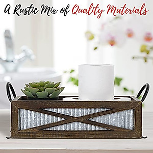 Autumn Alley Farmhouse Toilet Paper Basket for Back of Toilet - Farmhouse Toilet Paper Holder, Organizer and Toilet Paper Basket - Tank Topper Basket Holder, Farmhouse Rustic Home Decor, Brown