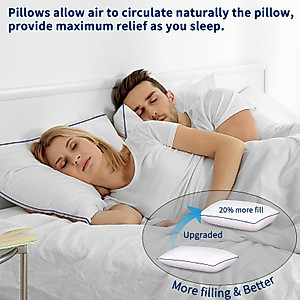 Opposy Bed Pillows for Sleeping-2 Pack Queen Size Set of 2 Cooling Pillow for Side Back and Stomach Sleepers, Down Alternative Filling Luxury Soft Quality with Premium Plush (White)