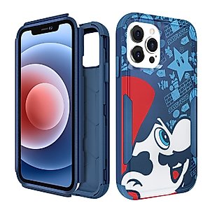 Oqplog for iPhone 13 Pro Max 6.7” Heavy Duty Phone Case for Girls Kids Women Boys Cute Anime Cartoon Hard Triple Layers Cover Full Body Rugged Military Grade Shockproof Cases for Apple 13 promax Maro