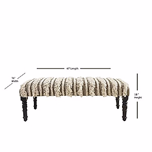 LR Home Abilene Bench, 1'6" x 3'11" x 1'4", Cream