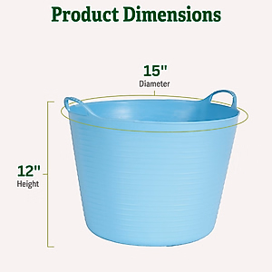 Gardener's Supply Company Colorful Tubtrug, 7 Gallon, Flexible Lightweight Gardening Basket, Indoor Outdoor Multi-Use (Sky Blue)