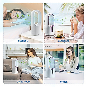 KONSIDEN Bladeless Desk Fan, 11.8 Inch Small Rechargeable Fan, Quiet Office Fan, 3 Speeds, Touch Control, Easy to Clean, Desk Fan Small Quiet, Ideal for Home, Office, Travel