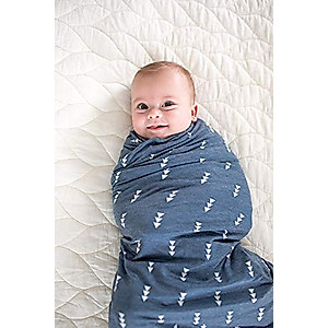 Copper Pearl Large Premium Knit Baby Swaddle Receiving Blanket Navy and White Triangles North