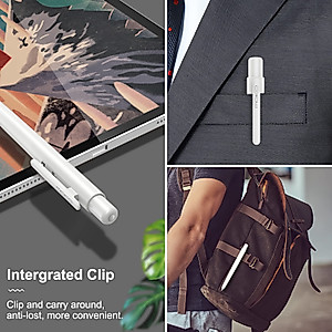 MoKo Holder Sleeve Compatible with Apple Pencil 2nd Generation, Retractable PC Pen Sleeve with Sturdy Clip for iPad Air 5th/4th Gen, iPad Pro 11/Pro 12.9 2021/2020, iPad Mini 6 2021, White