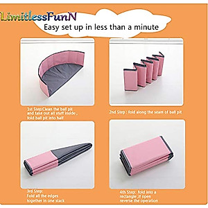 LimitlessFunN Kids Ball Pit Foldable Double Layer Oxford Cloth Play Ball Pool with Storage Bag (Balls Not Included) Playpen for Baby Toddlers (32 Inch, Small, Pink)