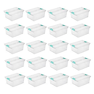 Sterilite Deep Clear Plastic Stackable Storage Container Bin Box Tote with Clear Latching Lid Organizing Solution for Home & Classroom, 20 Pack