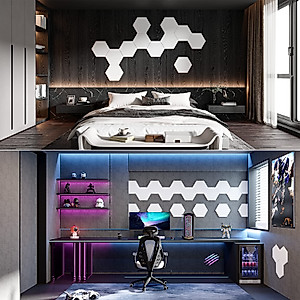 Dailycooper 12 Pack Self-adhesive Acoustic Panels 12" X 10" X 0.4" - Sound Proof Foam Panels with High Density, Stylish Hexagonal Design, Flame Resistant, Absorb Noise and Eliminate Echoes(White)