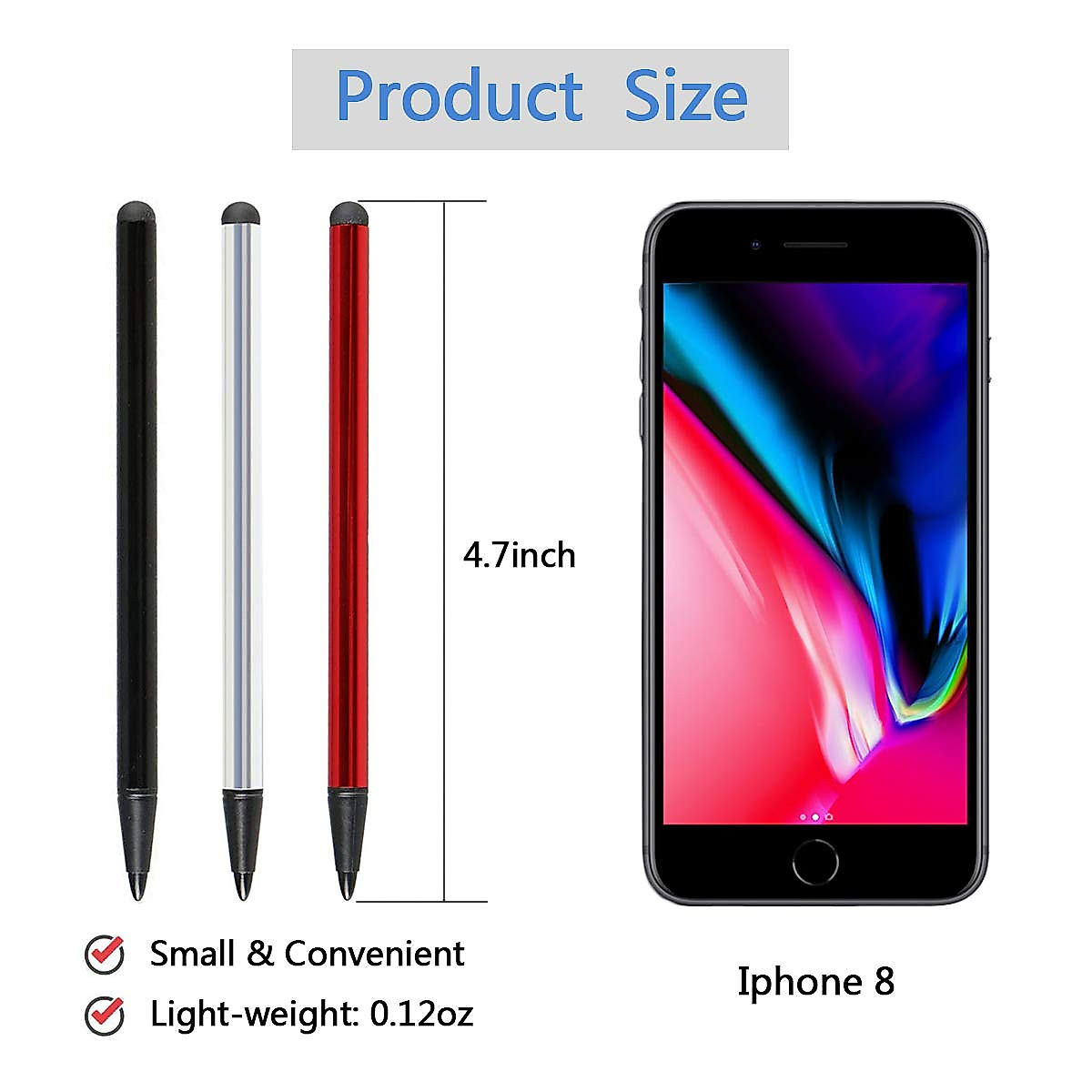 Capacitive and Resistive Stylus Pen, Rubber Nib & Hard Tip 2 in 1 Series, Fine Point Stylus Tip,High Sensitivity Precision,Universal for Samsung Galaxy and Other Android Touch Screen(3 Pieces)