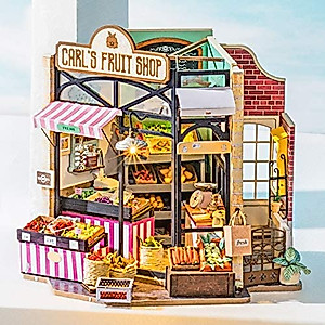ROBOTIME DIY Miniature Dollhouse Kit with Furniture Miniature Room Kit for Adults 1:24 Scale Dollhouse - Carl's Fruit Shop