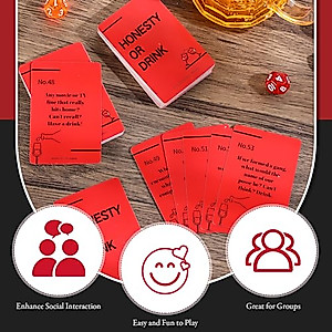 Poen Honesty or Drink Card Game for Adults Drinking Games, 100 Pcs Game Cards Questions Challenges Fun Party Game to Reveal Your Secrets with Drinking Themes, Ideal for Game Night, Couples, and More