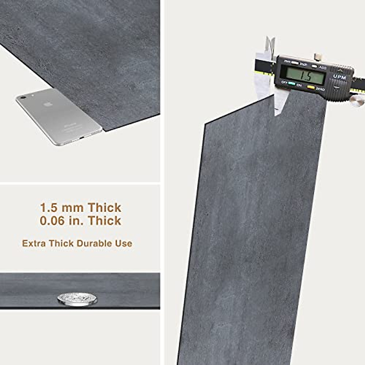 Surnuo 30 PCS 12 * 12 inch 1.5mm Thick Peel and Stick Vinyl Floor Tile, Self-Adhesive Tile Flooring for Bathroom, Livingroom, Kitchen and Renter's House Black Color