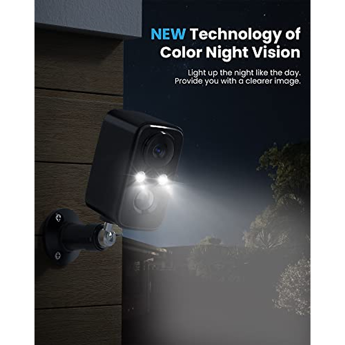 FOAOOD Security Cameras Wireless Outdoor with Solar Panel Cameras for Home Security, Home Camera with Color Night Vision, PIR Human Detection, 2-Way Talk, IP66 Waterproof, (2Packs-Black)