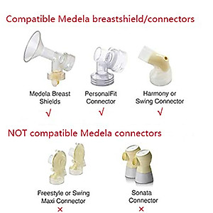 BabyValley Upgrade Backflow Adapter Compatible with Spectra S1/S2, Spectra 9, 9Plus Flange Adapter Connectors for Medela Breastshield Swing, Harmony Flange and Spectra Backflow Protector (Yellow 2pc)