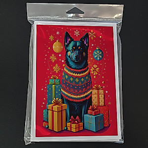 Caroline's Treasures DAC3154GCA7P Schipperke Holiday Christmas Greeting Cards Pack of 8 Blank Cards with Envelopes Whimsical A7 Size 5x7 Blank Note Cards