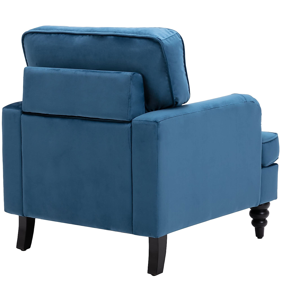 DM Furniture Midcentury Modern Accent Chair Velvet Arm Chairs Comfy Reading Chair Single Sofa Couch for Bedroom/Living Room/Salon, Light Blue