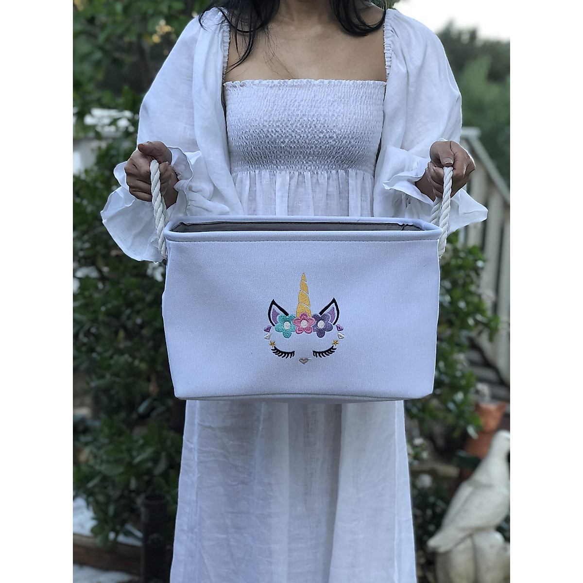 APPLE PIE ORDER Storage Basket with Embroidery, Foldable Animal Toy Storage Bins/ Cube/ Box/ Organizer for Kids, Boys and Girls room, Baby & Nursery.