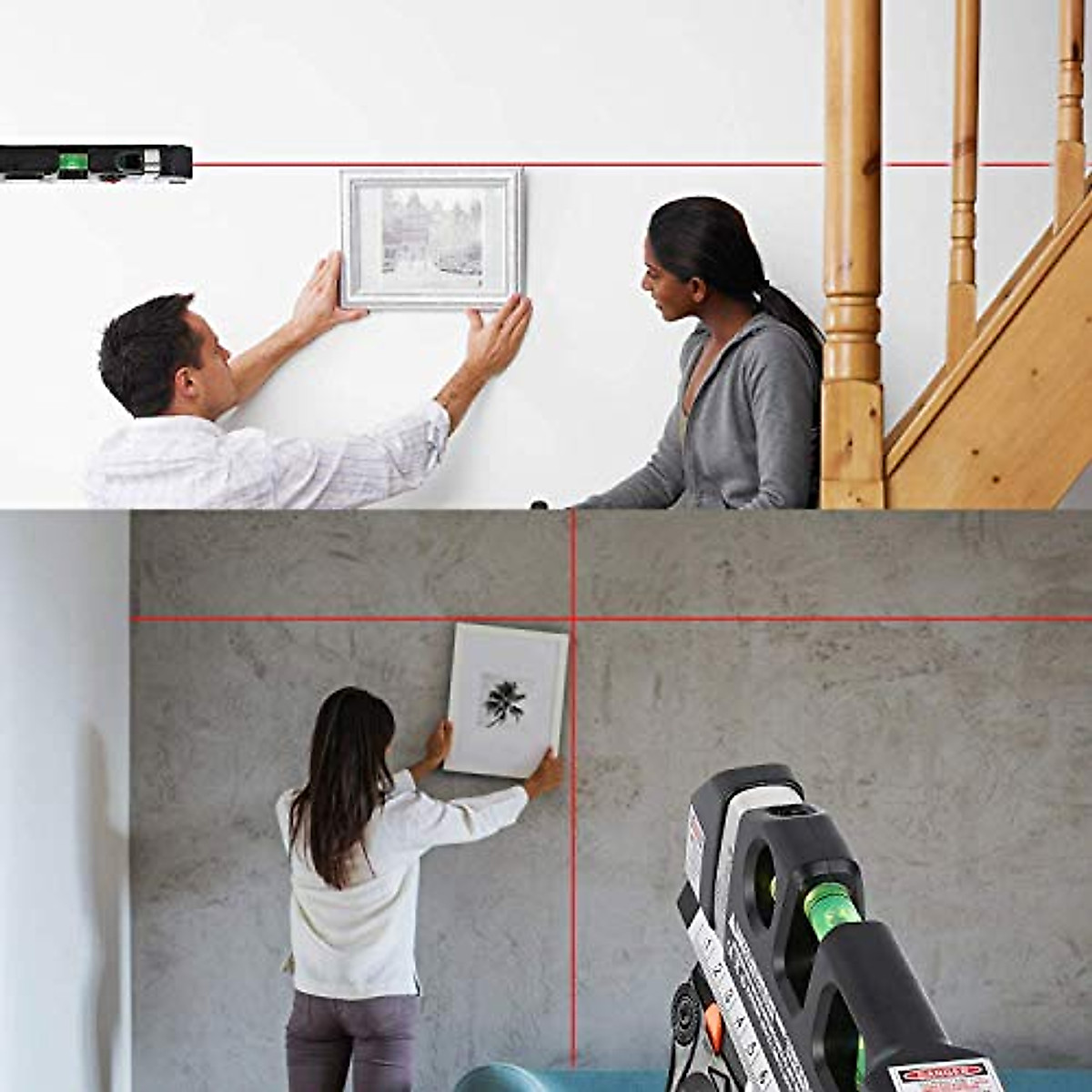 XINGXIN, Multipurpose Laser Level Laser Line 8 feet Measure Tape Ruler Adjusted Standard and Metric Rulers Laser Level Line Tool for hanging pictures-Hanging cabinets-Tile Walls, Black