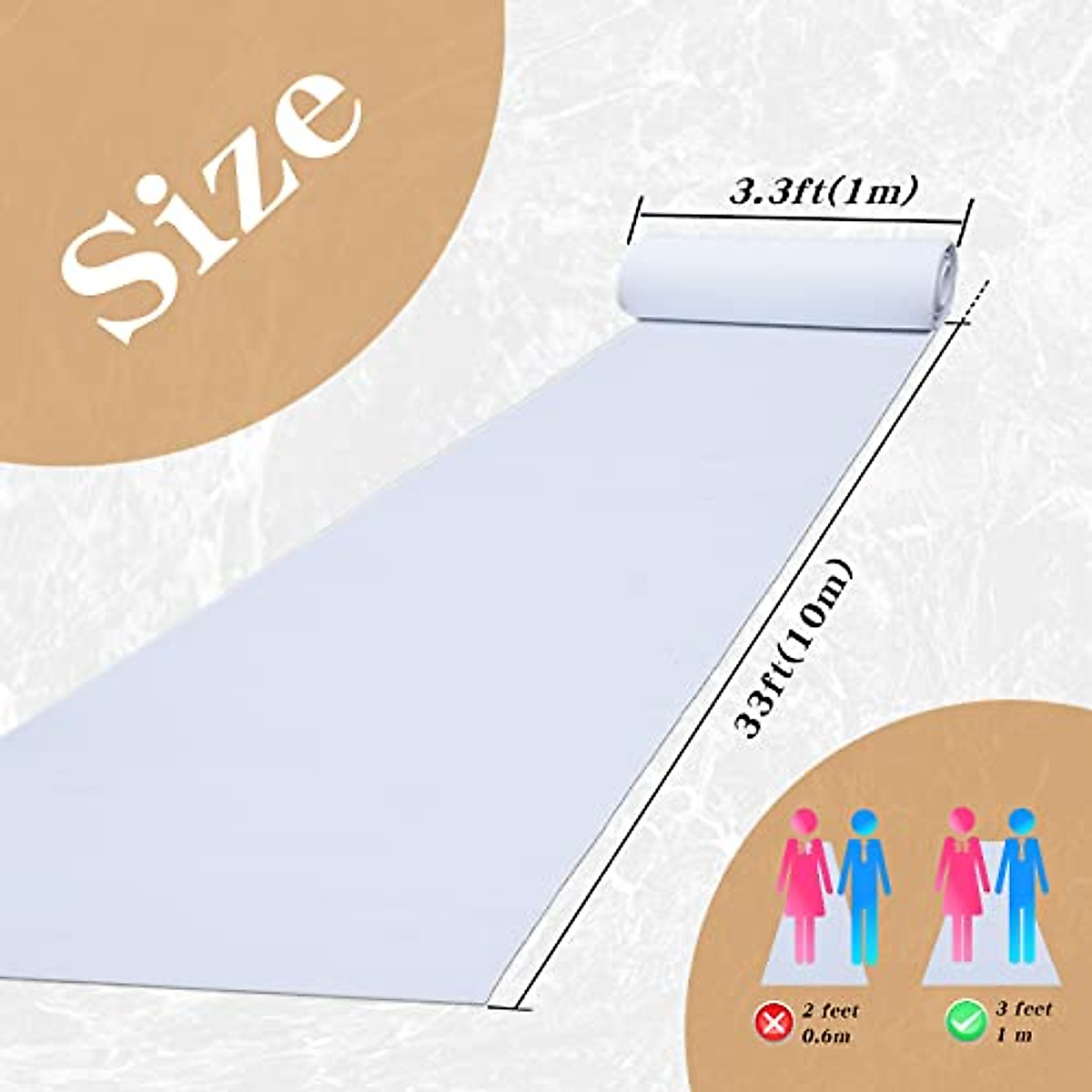 dofopo White Carpet Runner for Party, 200GSM White Aisle Runner for Wedding Ceremony, 33 Feet Wedding Aisle Runner Indoor Outdoor Wedding Decorations